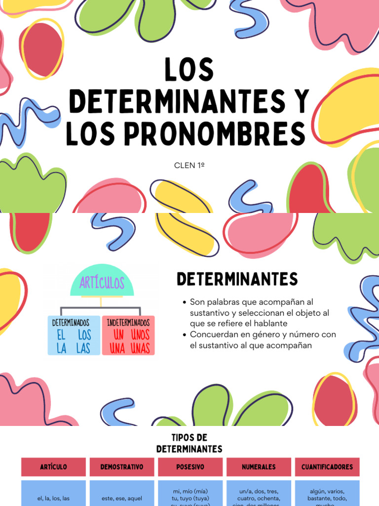 Los Determinantes y Los Pronombres | PDF | Mecánica del lenguaje | Sintaxis