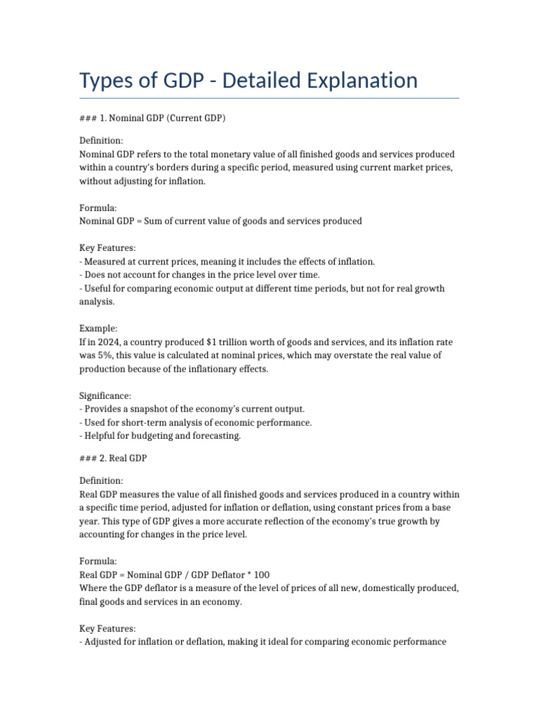 Types of GDP Explained | PDF | Gross Domestic Product | Taxes