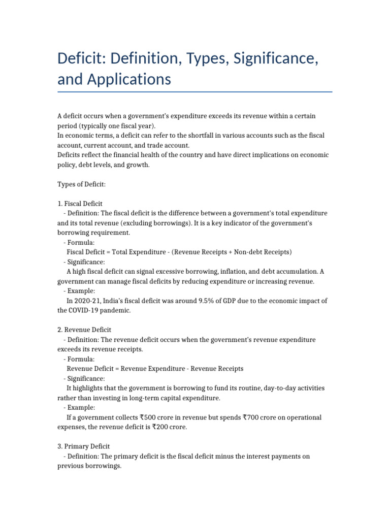 Understanding Government Deficits: Types & Impact | PDF | Government ...