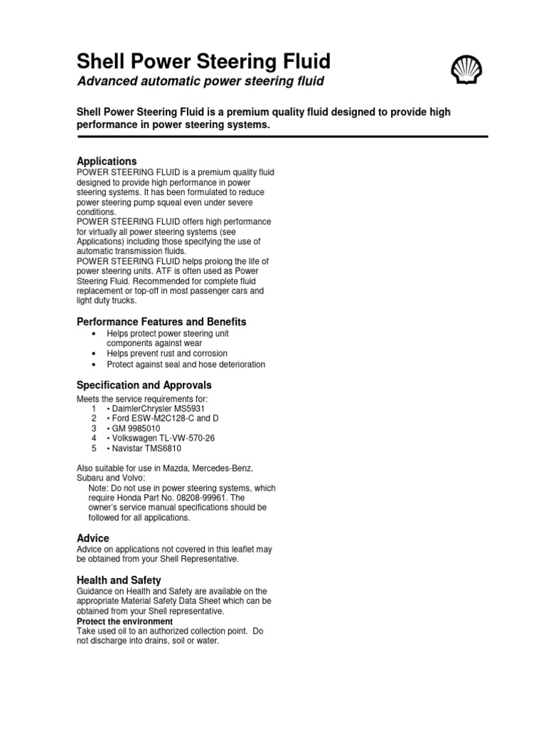 GPCDOC_GTDS_Power_Steering_Fluid | PDF | Motor Vehicle | Automotive ...