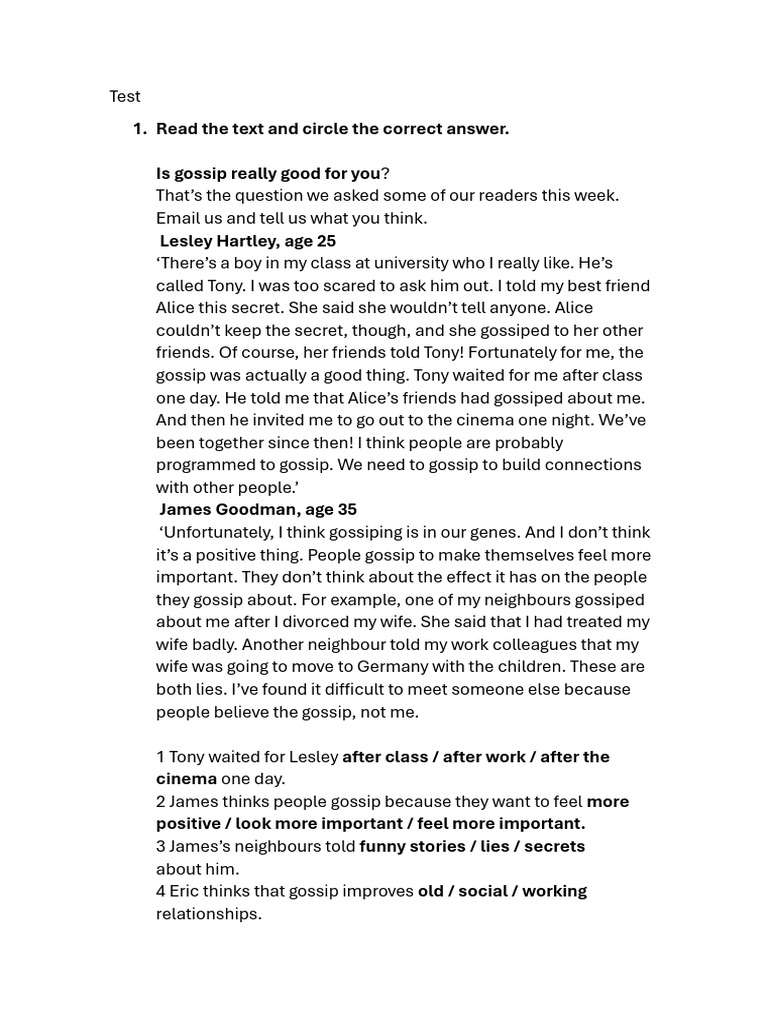 Level - Test Pre Intermediate | PDF