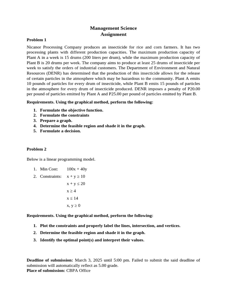 Linear Programming Assignment Guide | PDF