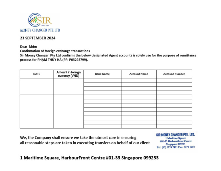 Sir Money Changer Letters | PDF