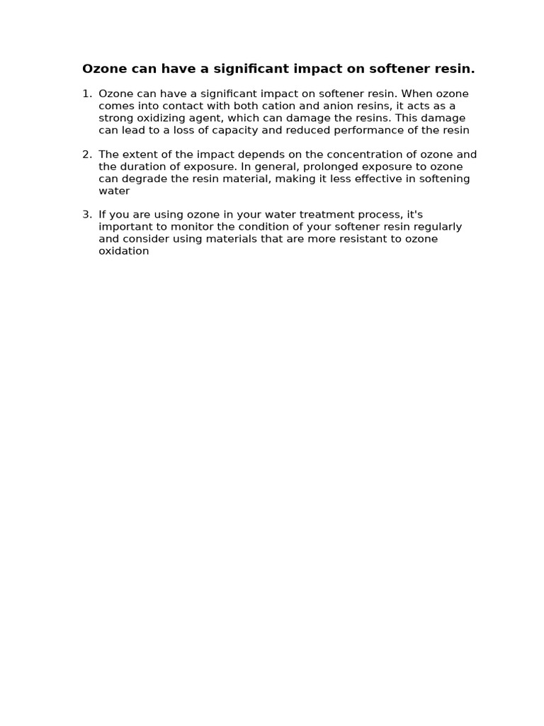 Ozone Impact For Resin Prevention | PDF