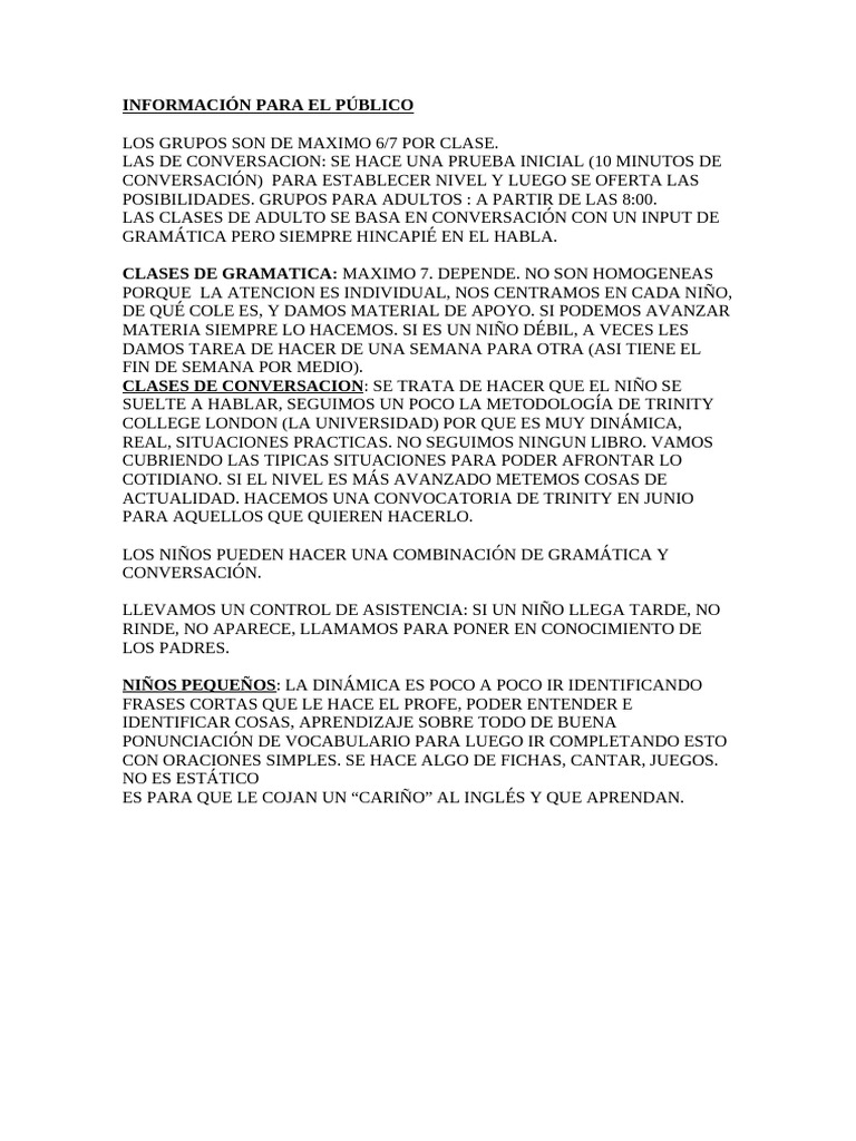 Información para El Público | PDF