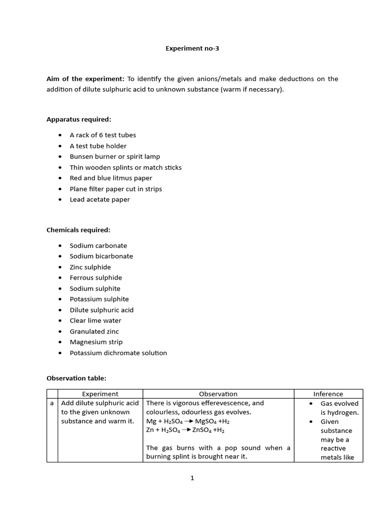 Anion and Cation Identification Experiment | PDF | Salt (Chemistry ...