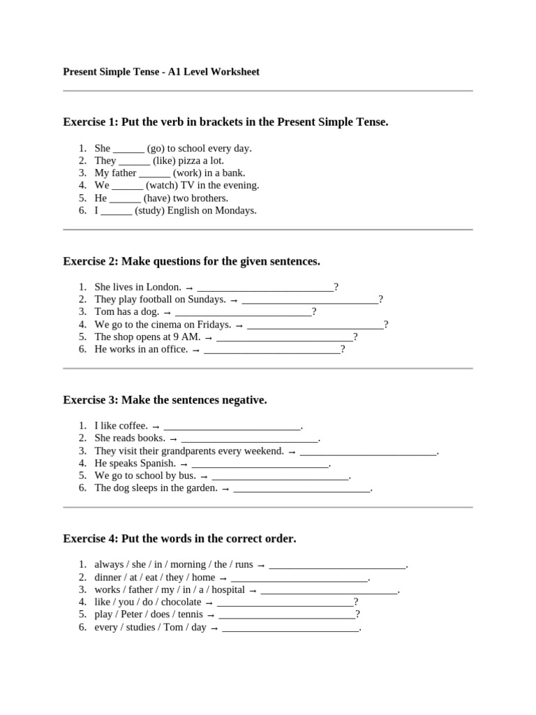 Present Simple Tense Vezbi Denes | PDF | Linguistics