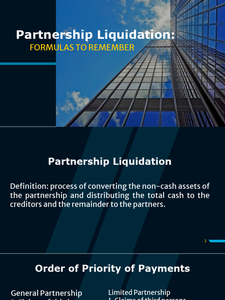 Partnership Liquidation Formulas | PDF | Liquidation | Expense