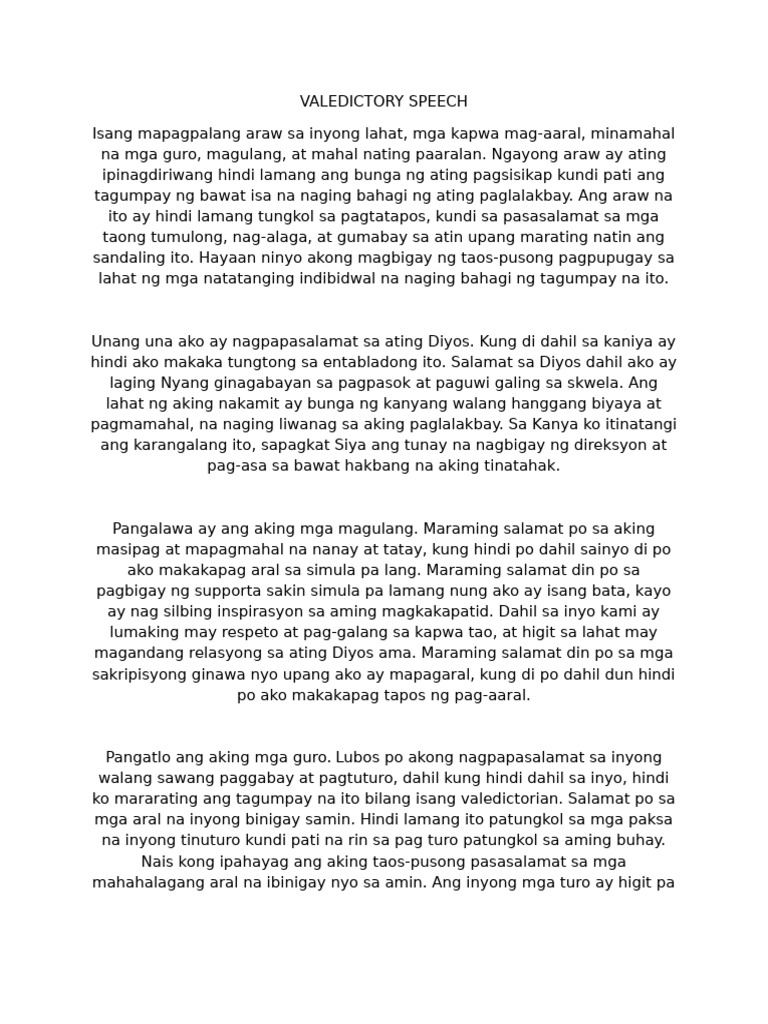 Valedictory Speech | PDF
