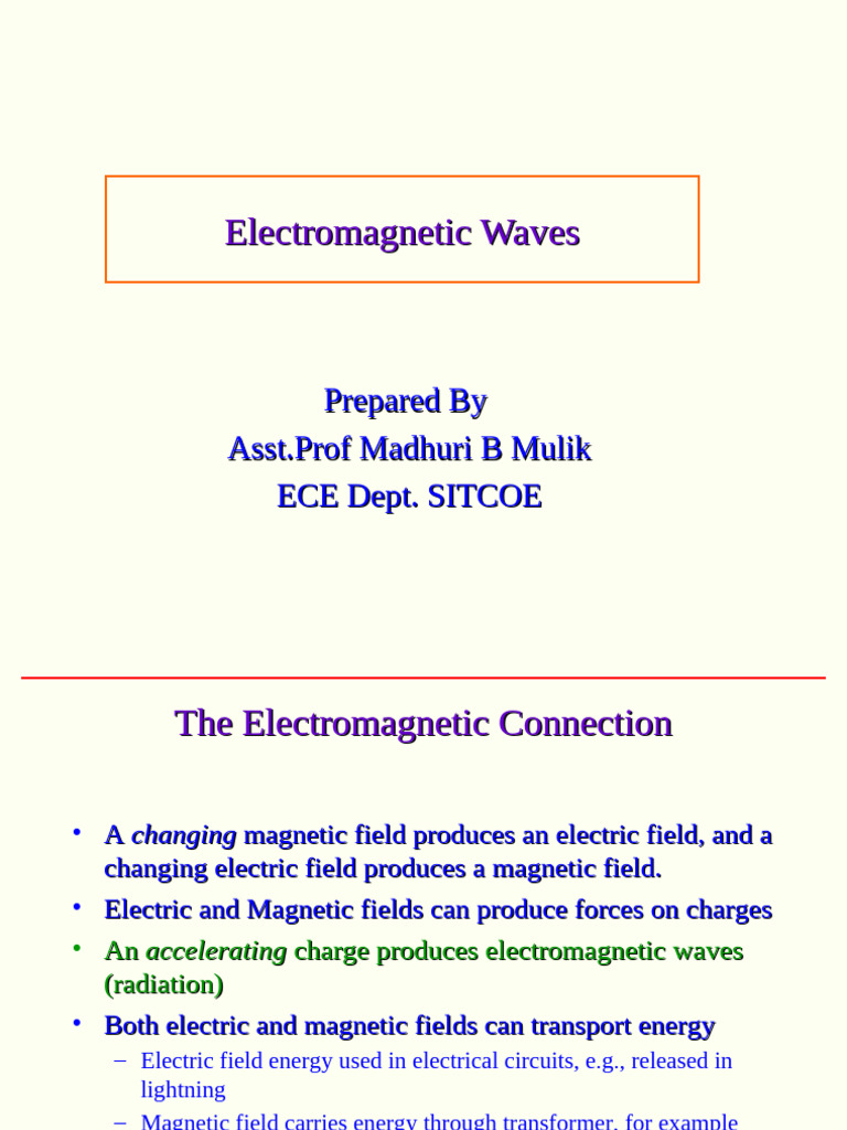 EM WAVES-By Asst Prof Madhuri Mulik-ECE-SITCOE, Yadrav | PDF ...