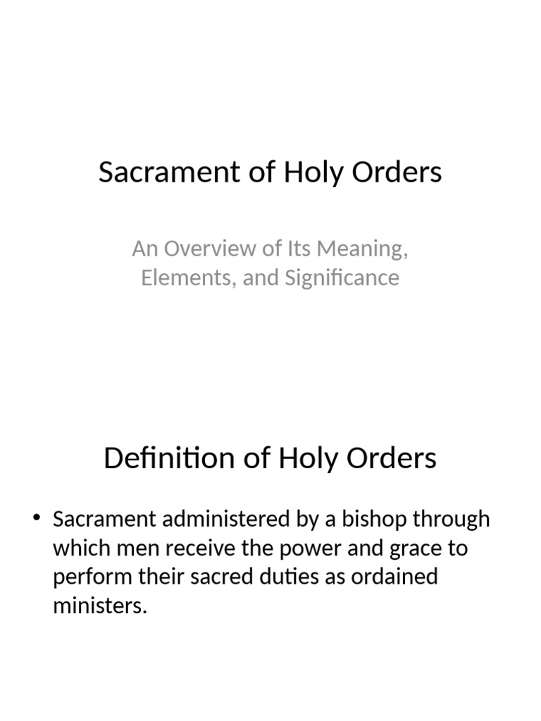 Understanding the Sacrament of Holy Orders | PDF