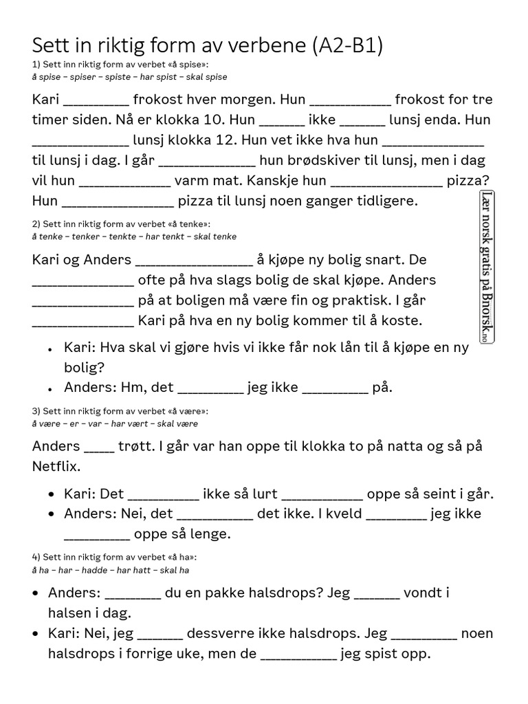 Oppgaver, Verb | PDF
