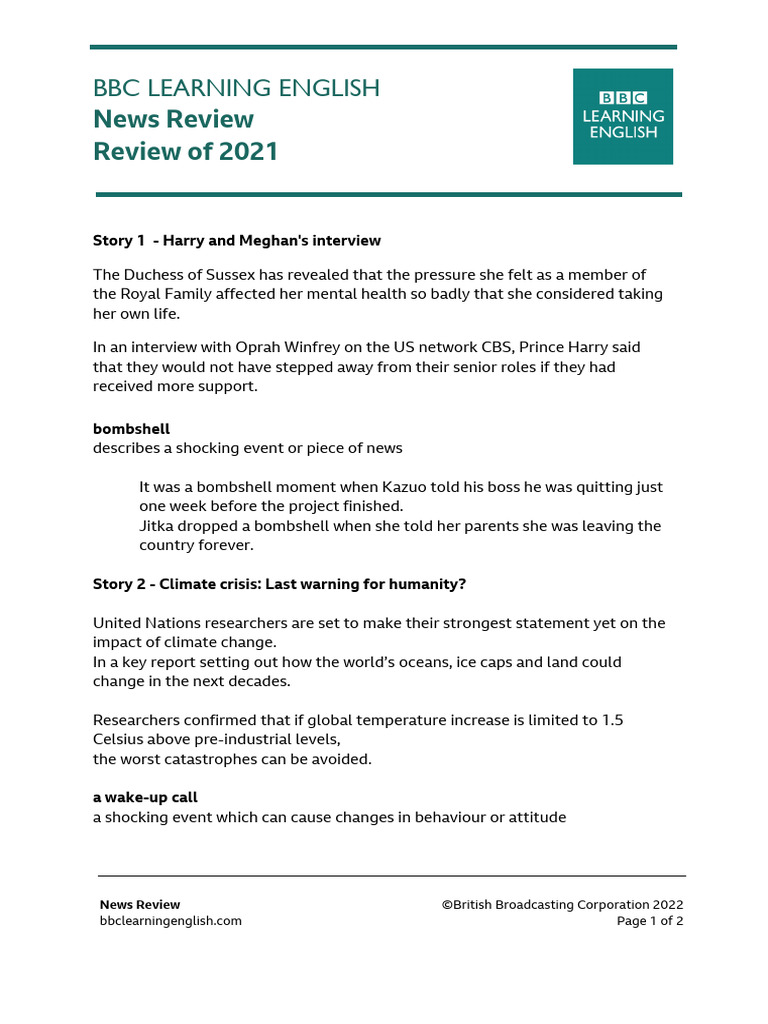 2021 News Review: Key Events Recap | PDF