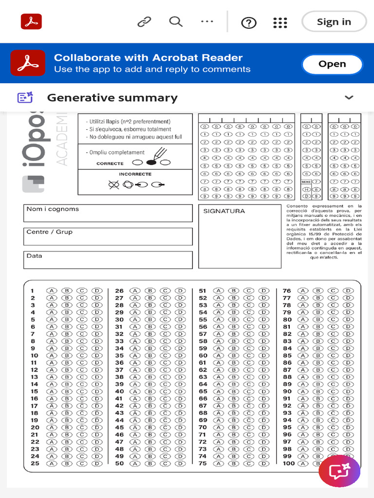 HOJA RESPUESTAS - Adobe cloud storage | PDF