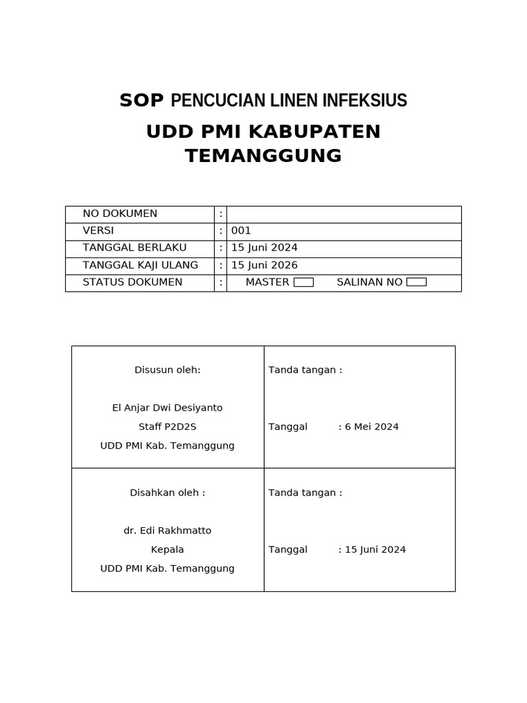 Sop Penatalaksanaan Linen | PDF