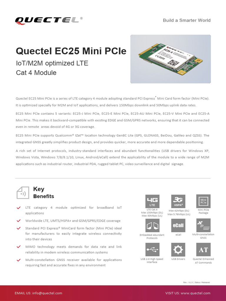 Quectel Ec25 Mini Pcie Lte Specification v1 3 | PDF | Lte ...