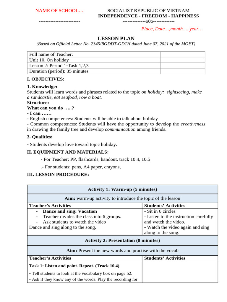 104.unit 10 Lesson 2-Period 1 - v2 | PDF | Learning | Human Communication