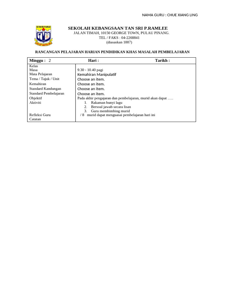 FORMAT RPH KM TAHUN 3 | PDF