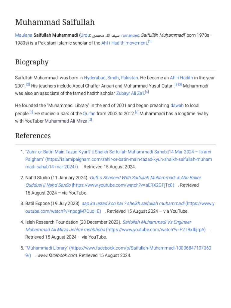 Profile of Maulana Saifullah Muhammadi | PDF