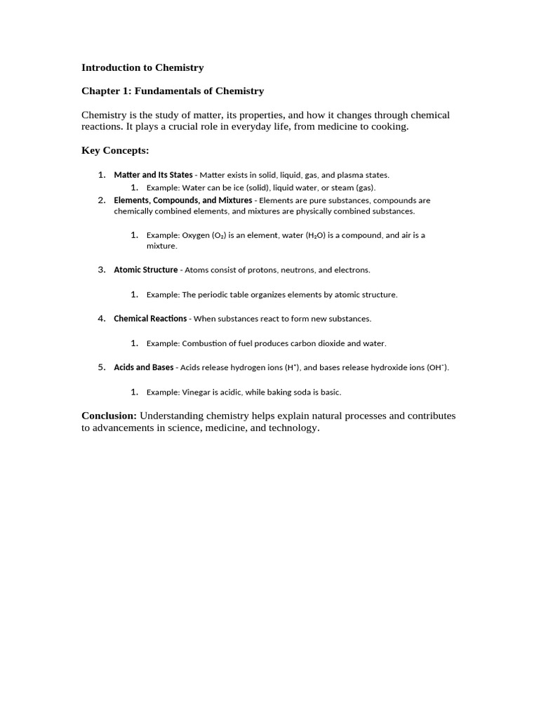 Introduction To Chemistry | PDF