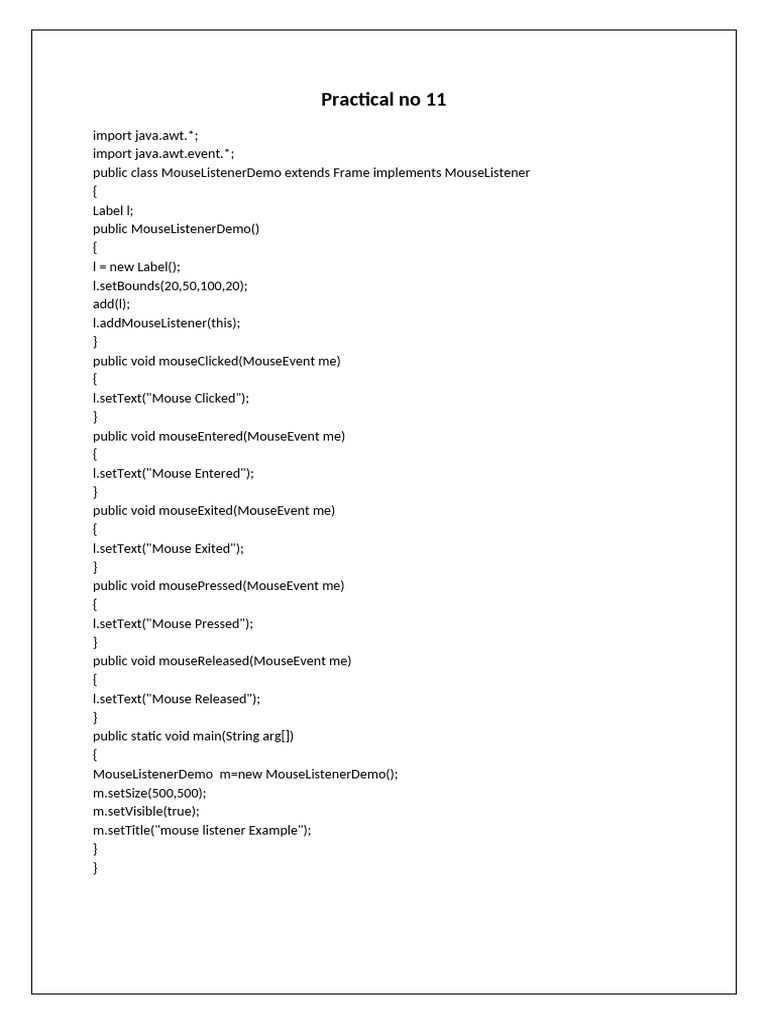 Practical No 11 | PDF