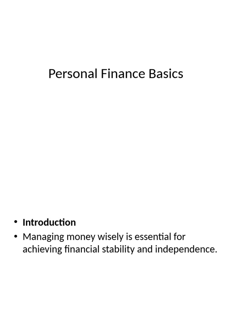 Personal Finance Basics | PDF