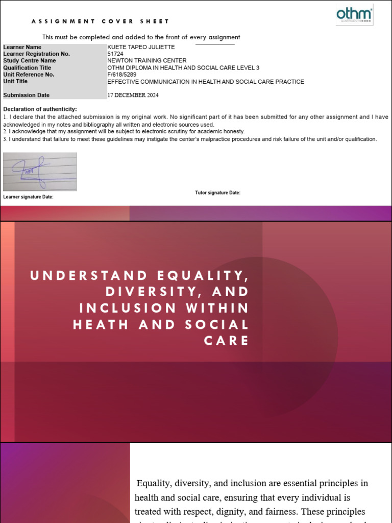 Présentation 1 TASK 2 UNIT 3 | PDF | Social Equality | Discrimination