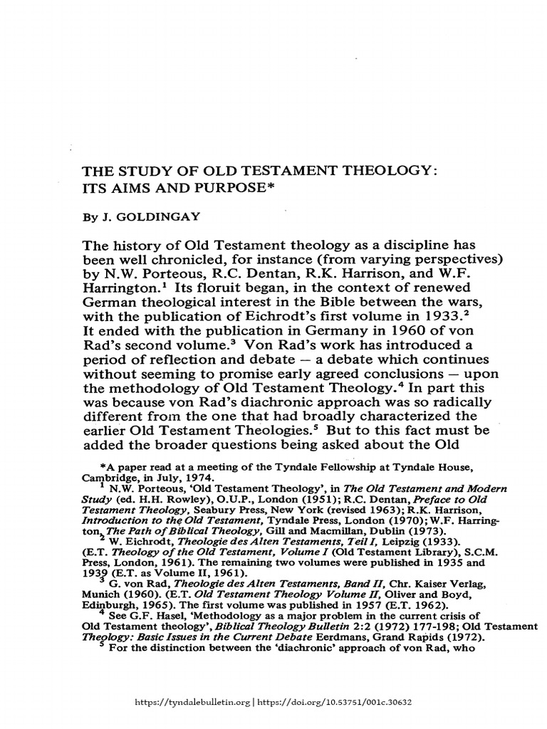 The Study of Old Testament Theology Its Aims and Purpose | PDF | Bible ...