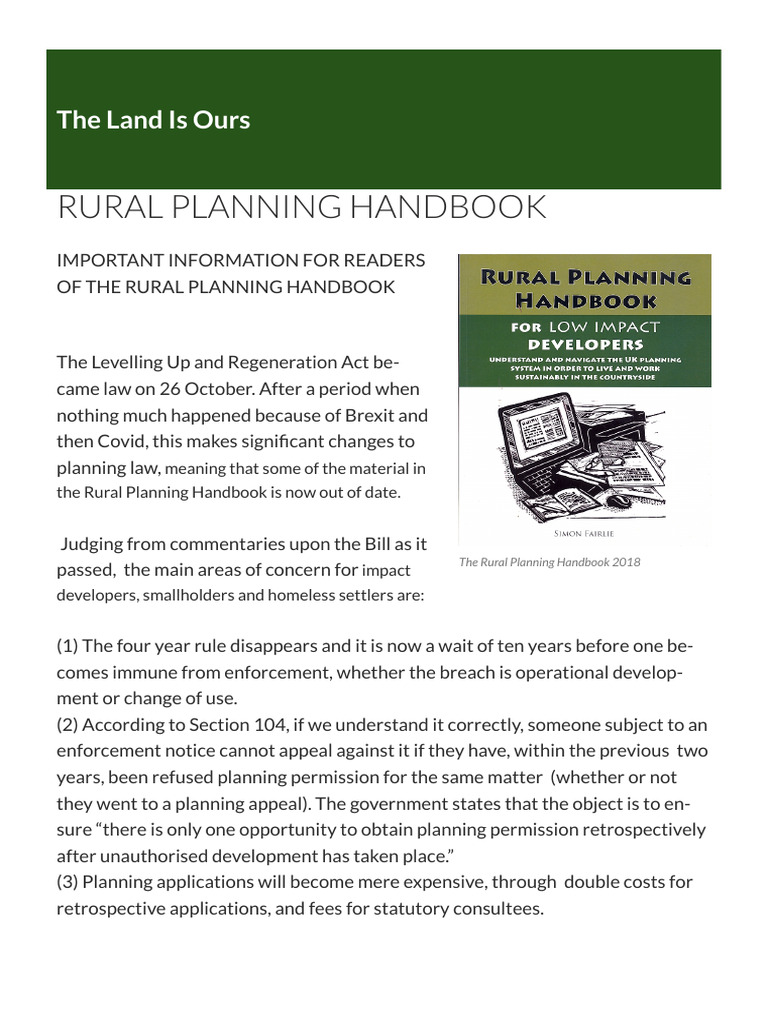 Rural Planning Handbook - The Land Is Ours | PDF