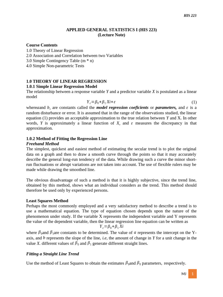 Applied General Statistics (HIS 223) | PDF | Linear Regression | Statistical Analysis