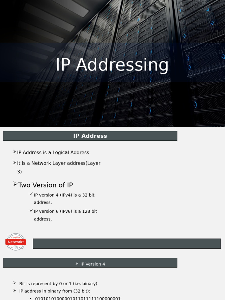 5 CompTIA N+ Introduction of IP Address | PDF | Ip Address | Internet Protocols
