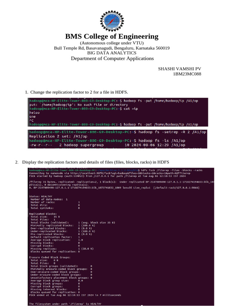 1BM23MC088_HADOOP COMMANDS | PDF