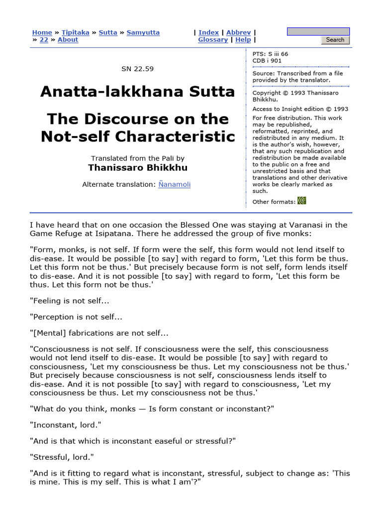 07 - The Discourse On The Not-Self Characteristic - SN 22.59 - Anatta ...