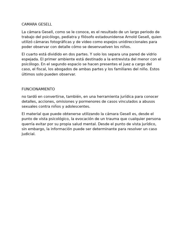 Cámara Gesell: Uso en Psicología y Derecho | PDF