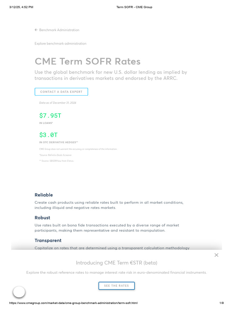Term SOFR - CME Group | PDF | New York Mercantile Exchange | Chicago Mercantile Exchange