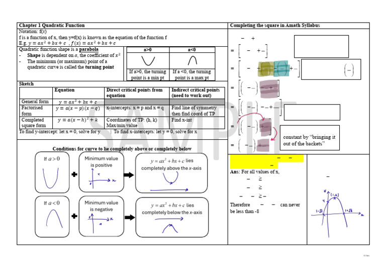 Sec 3 AMath Ch1 Notes (Sample) | PDF | Equations | Mathematics