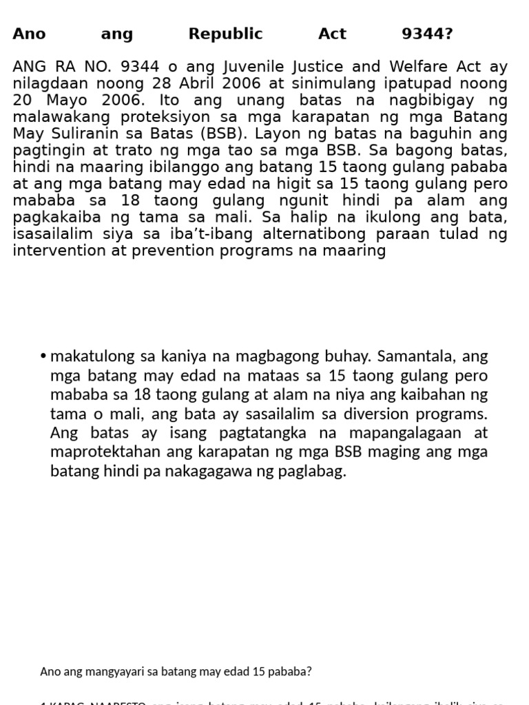 Advocacy on RA 9344 ..Brgy Maharlika | PDF
