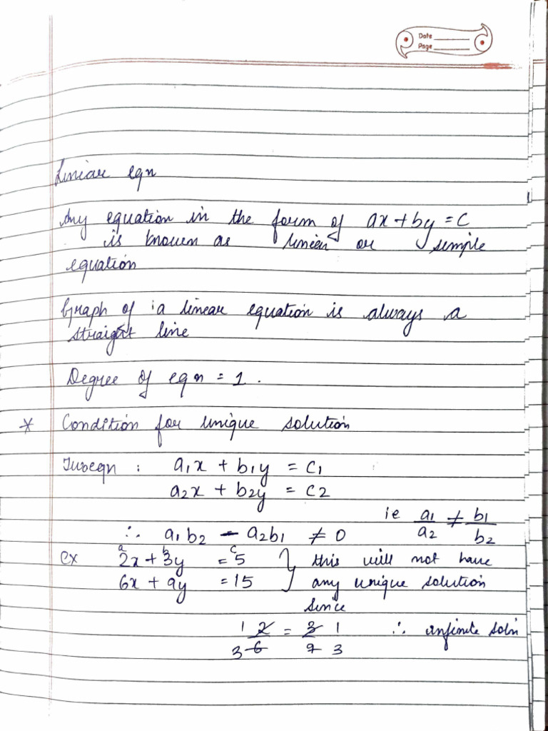 Linear Equation Notes | PDF
