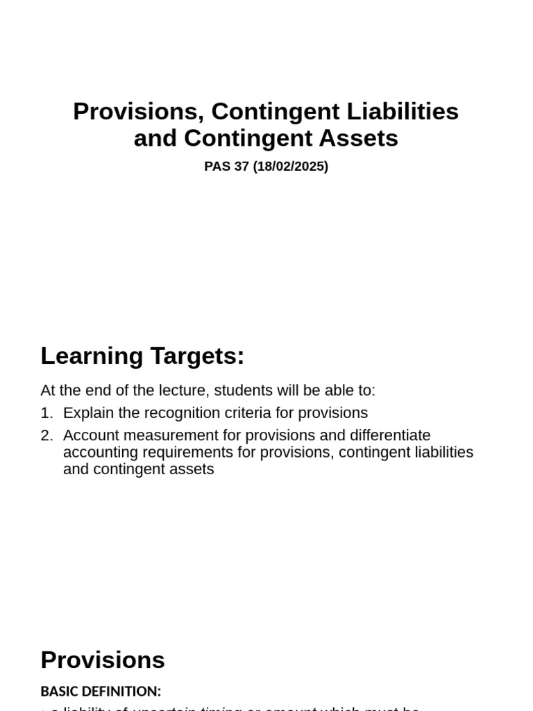 Provisions Contingent Liabilities and Contingent Assets | PDF | Risk ...