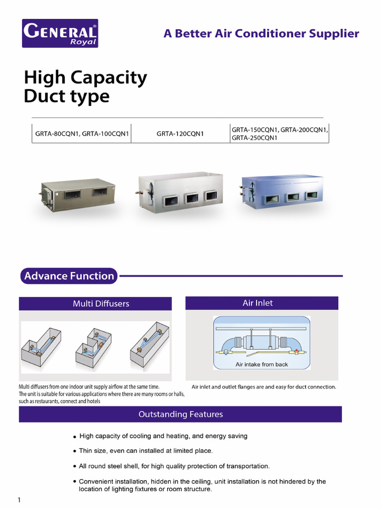 High Capacity Duct Type High Cooling Duct Type 1 | PDF