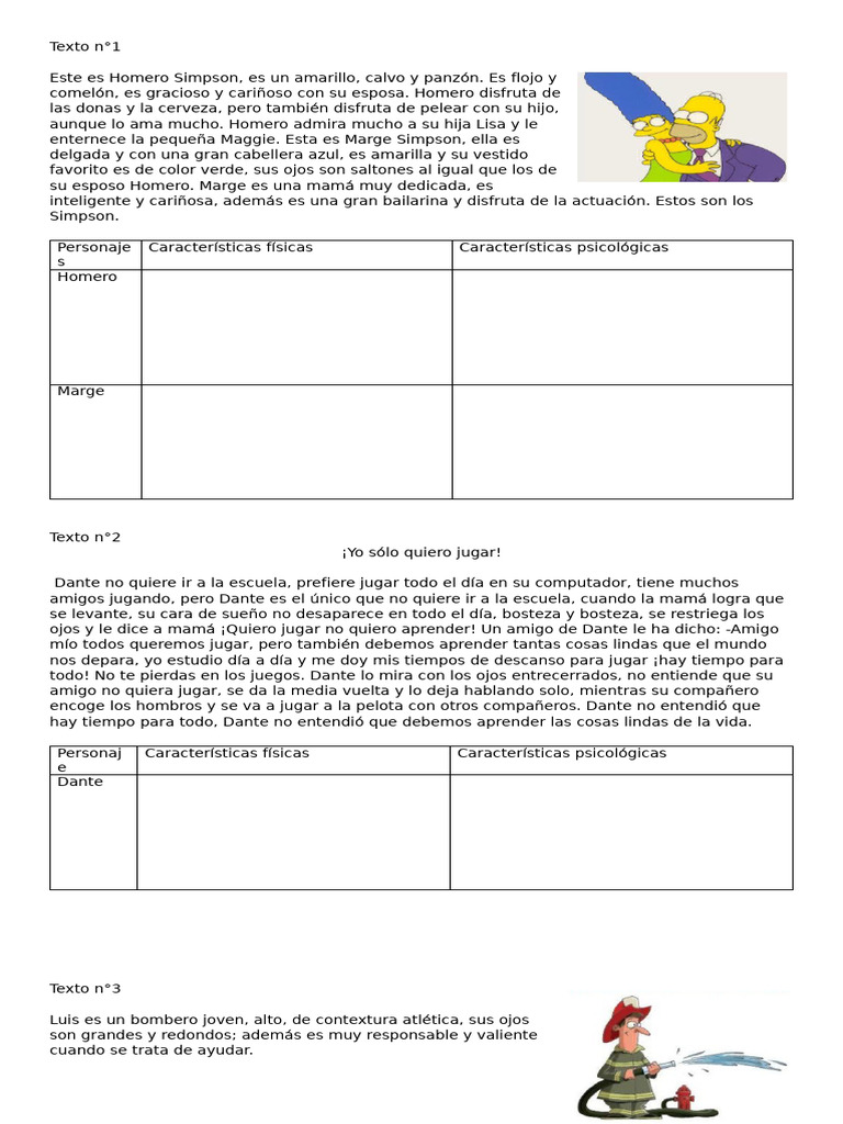 características de los personajes | PDF