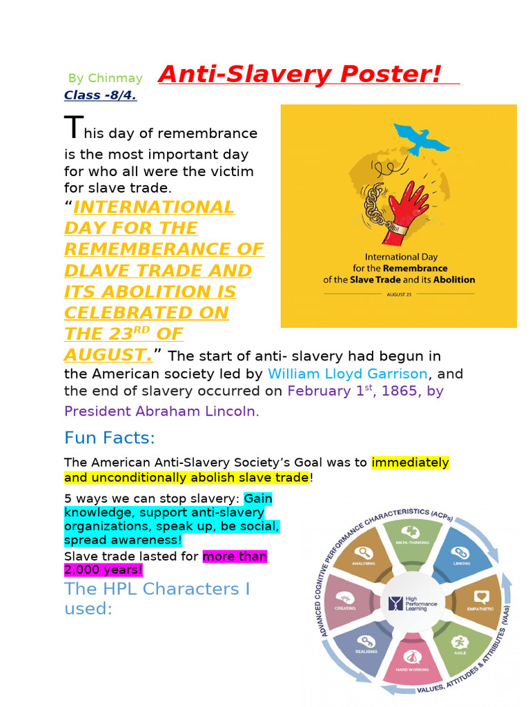 Anti Slavery Poster Humanities | PDF