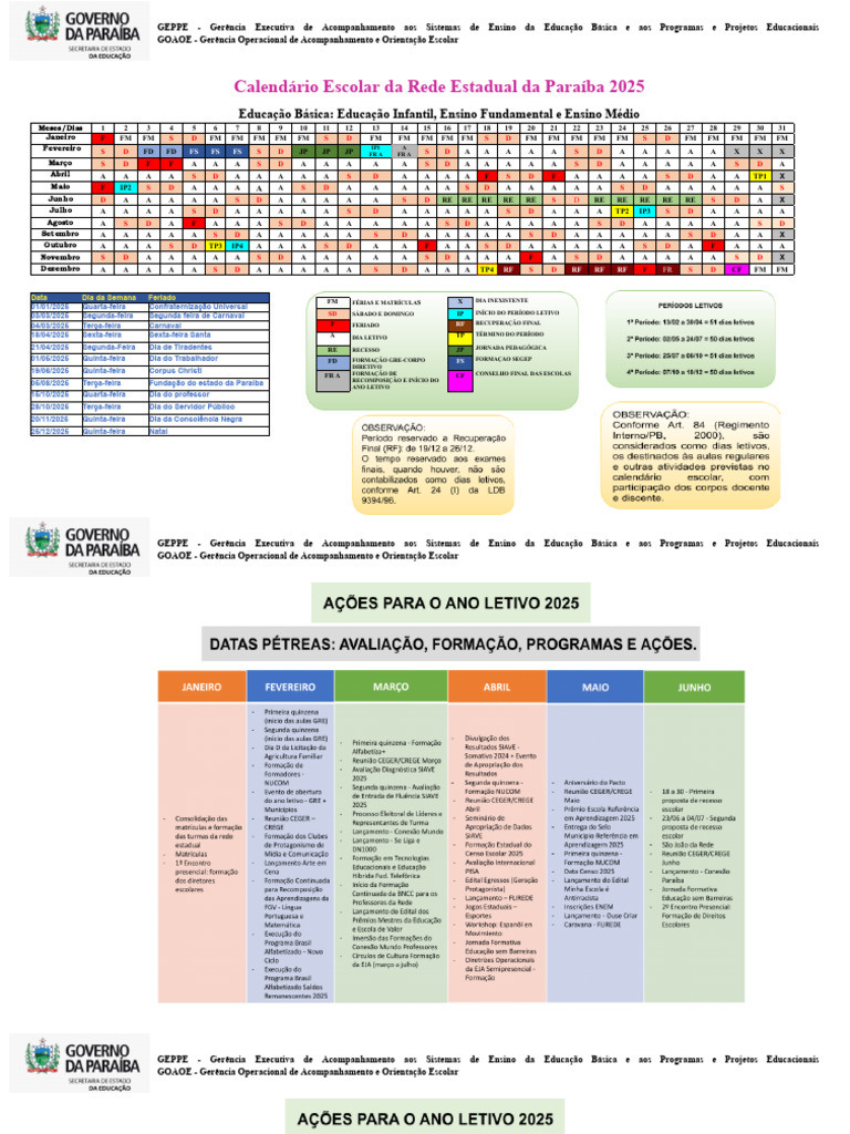 Calendário Do Ano Letivo 2025 (2) .Doc Atual | PDF