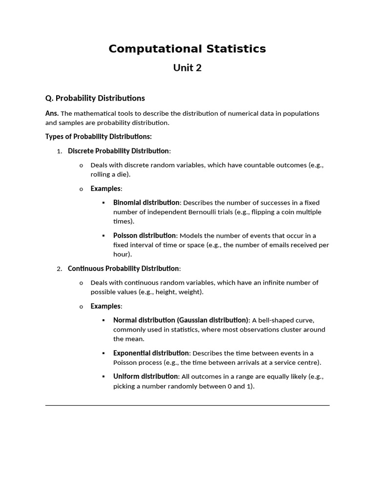 Unit 2 Computational Statistics | PDF | Probability Distribution | Normal Distribution