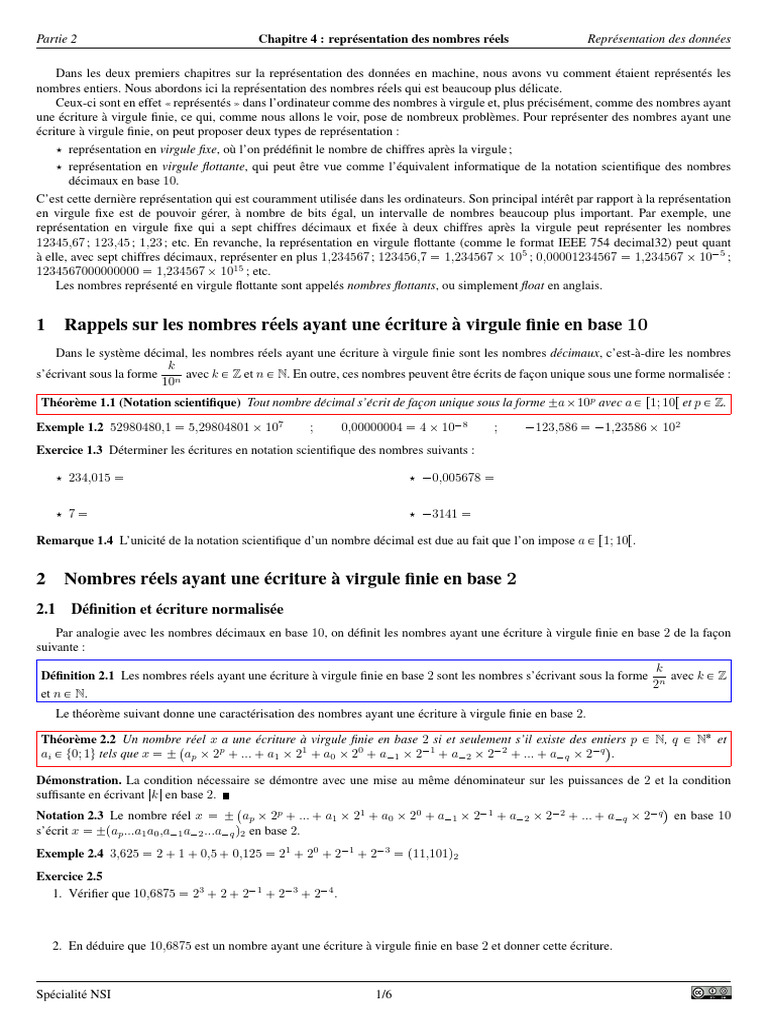 Représentation des Nombres Flottants | PDF | Mathématiques | Notation ...