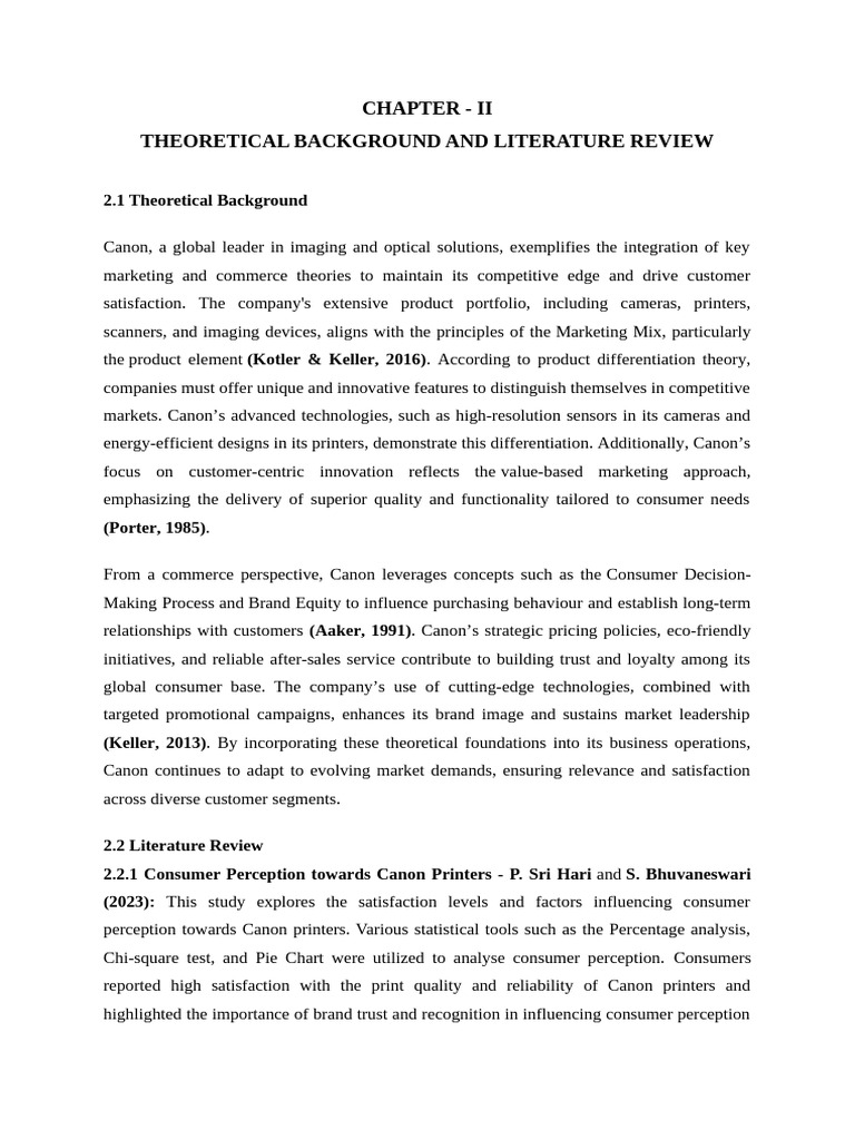 Chapter 2 - Theoretical Background and Literature Review | PDF | Canon Eos | Canon Inc.