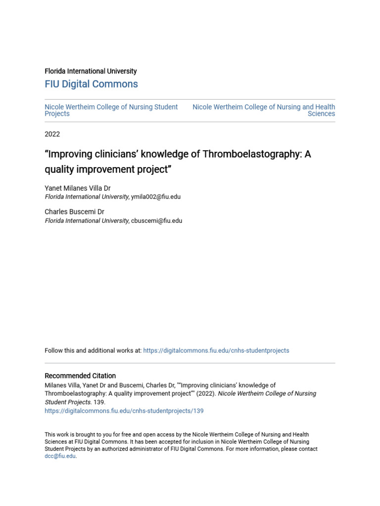 Knowledge of Thromboelastography | PDF