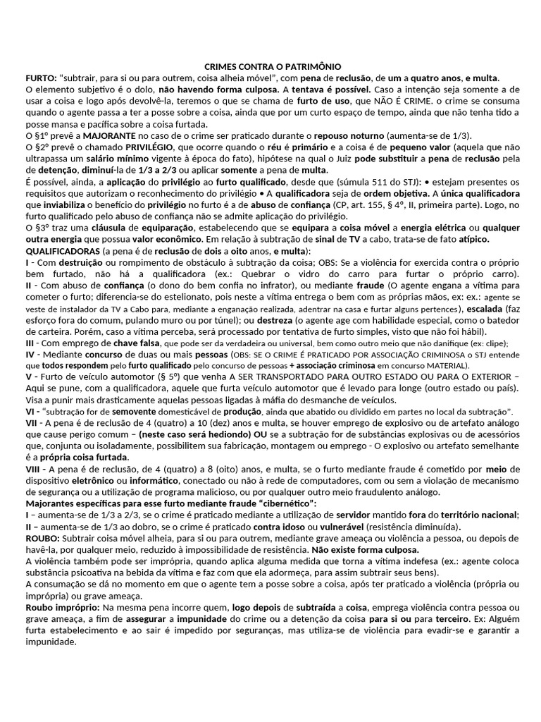 Crimes Contra o Patrimonio | PDF | Roubo | Roubo