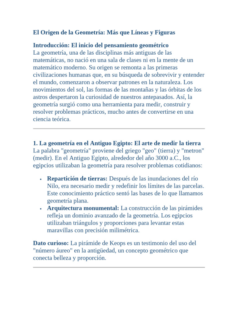 El Origen de La Geometría | PDF | Geometría | Matemáticas