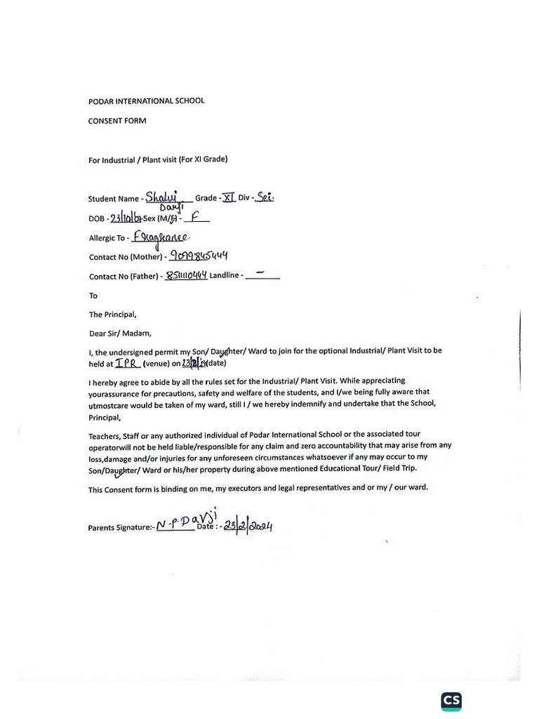 Consent Form Shalvi | PDF